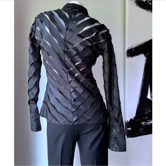 Zba | Tops | Zba Deconsteucted Dressy Button Down Shirt Size Small ...